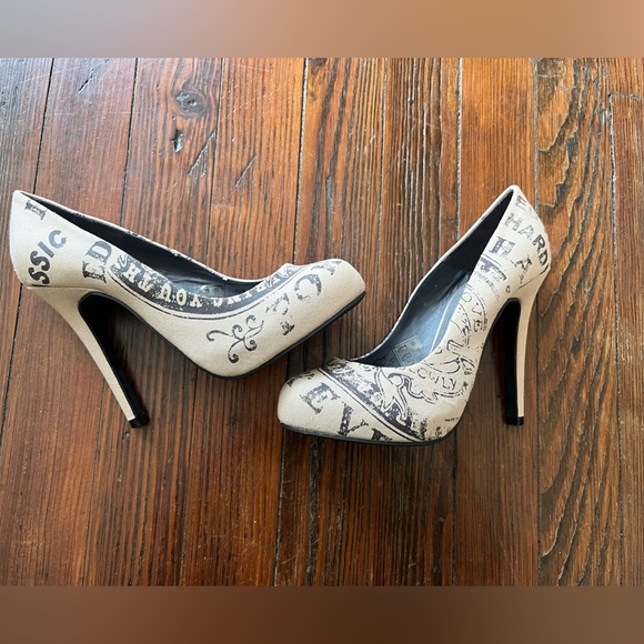 Ed Hardy | Shoes | Ed Hardy Rare Mato Beige Graphic Womens Heels | Poshmark